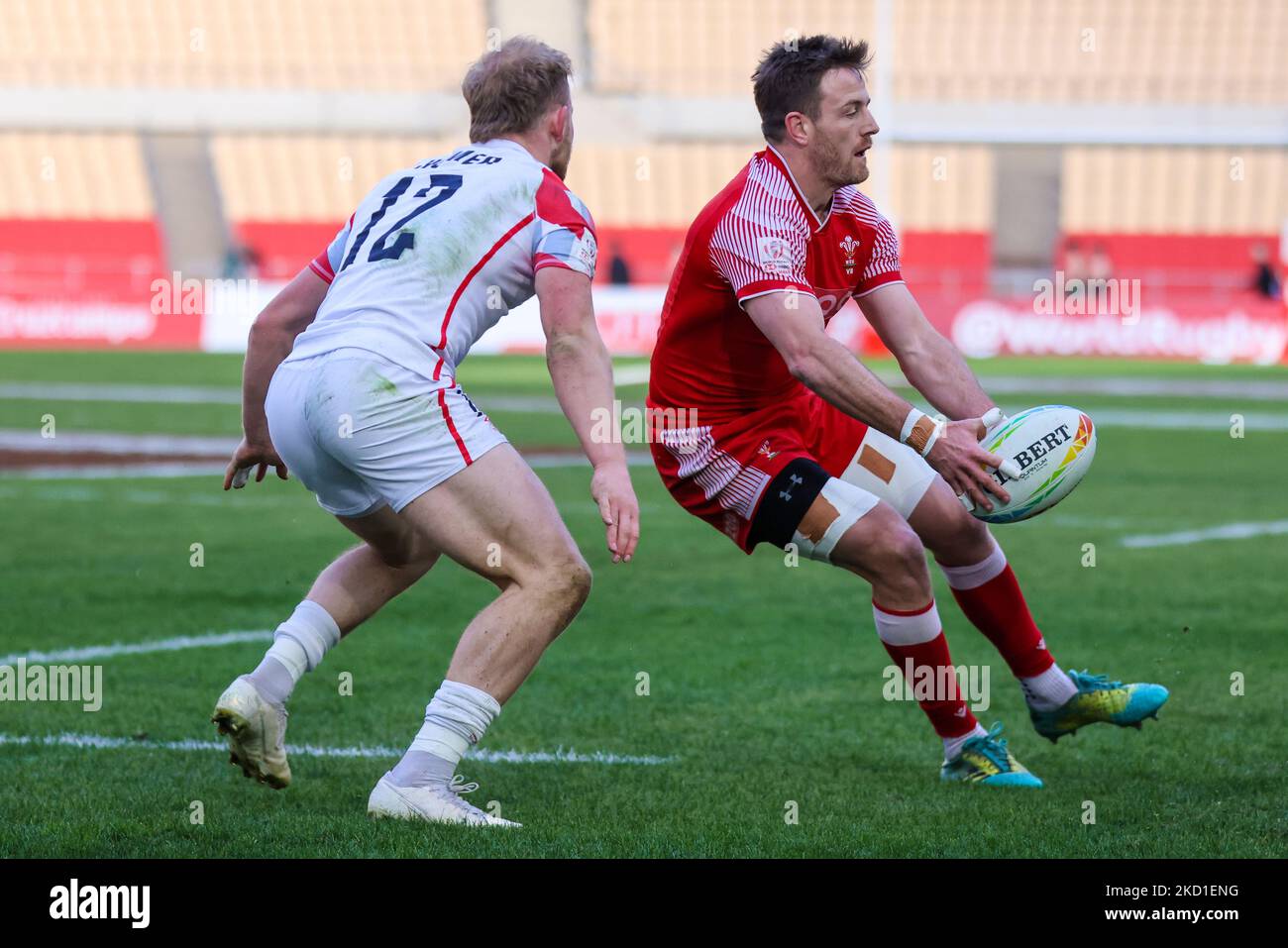 Lloyd Evans of Wales in action during the Men's HSBC World Rugby Sevens ...