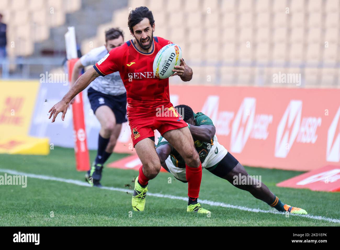 Pol Pla of Spain runs with the ball during the Men's HSBC World Rugby ...