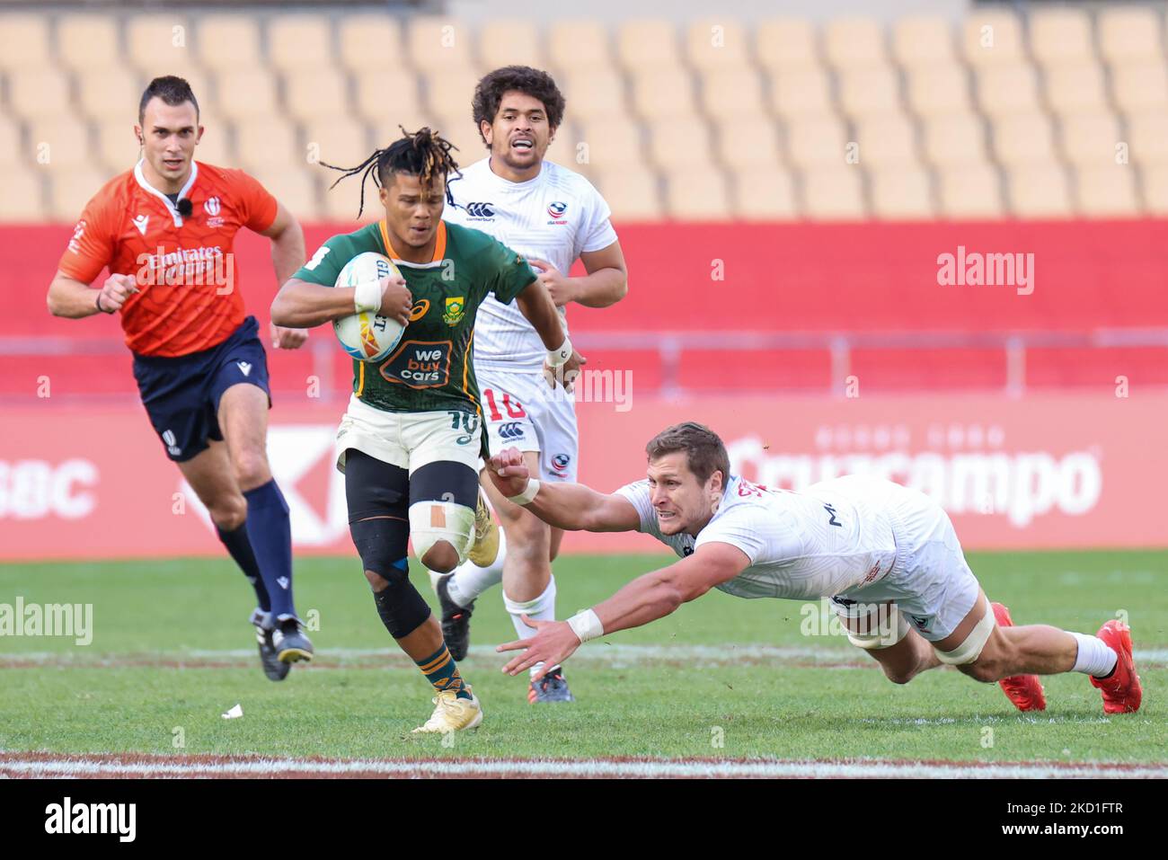 Dewald Human of South Africa runs with the ball during the Men's HSBC ...
