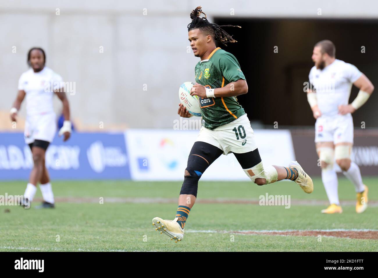Dewald Human of South Africa runs with the ball during the Men's HSBC ...