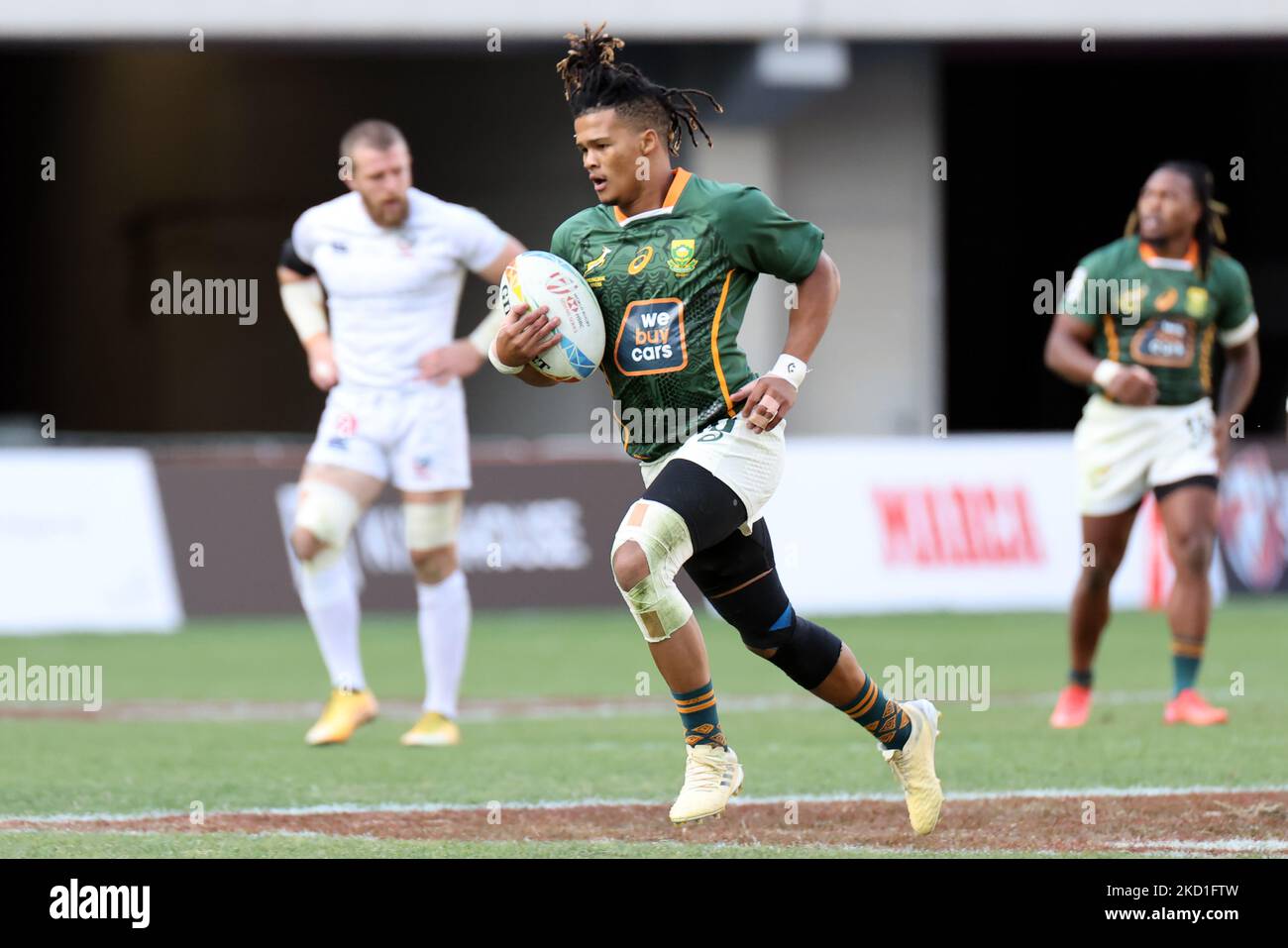 Dewald Human of South Africa runs with the ball during the Men's HSBC ...