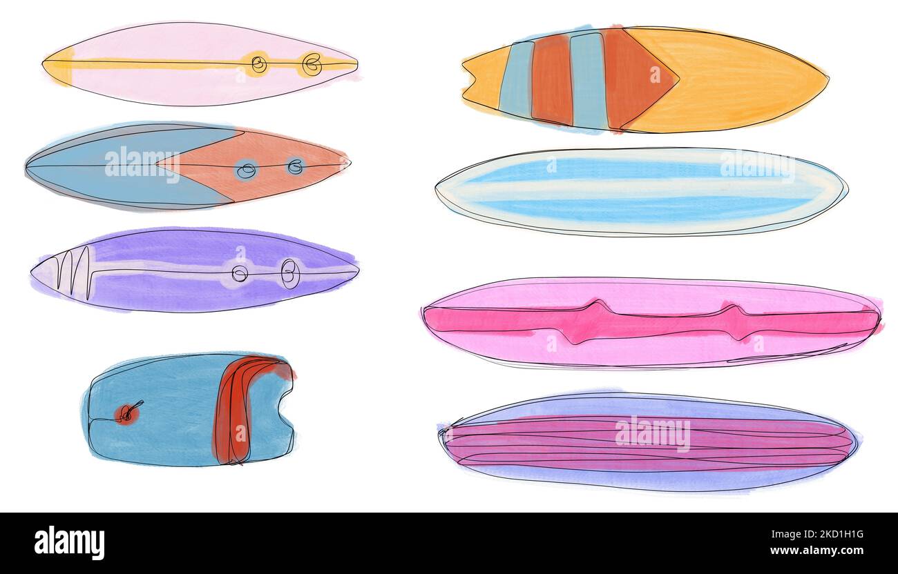 Colorful surfing board Cut Out Stock Images & Pictures - Alamy