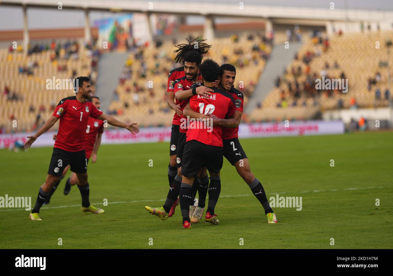 Mohamed Salah (captain) of Egypt celebrates scoring their first goal ...