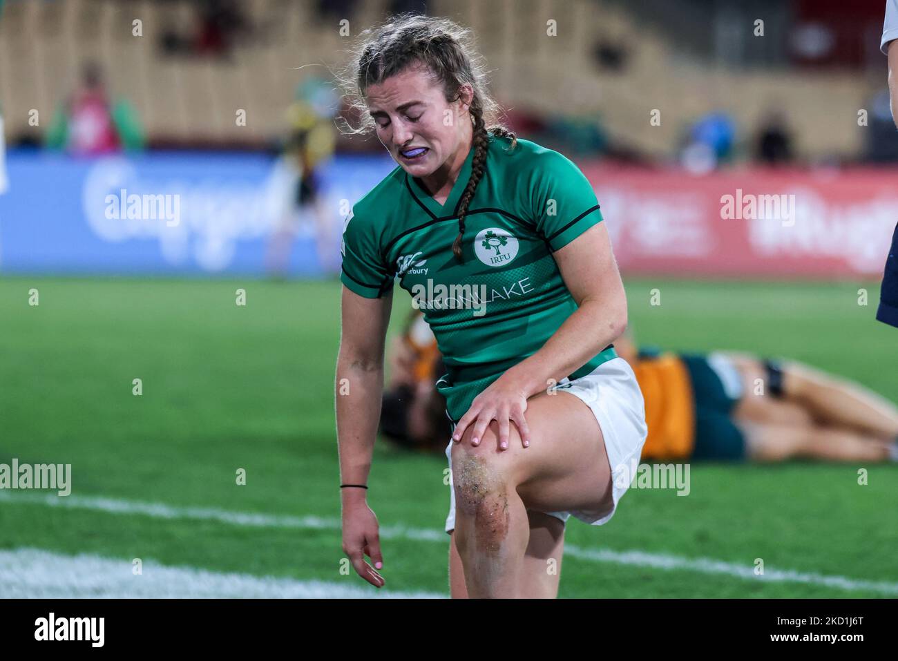 Emily Lane of Ireland regret the defeat during the Women's HSBC World ...