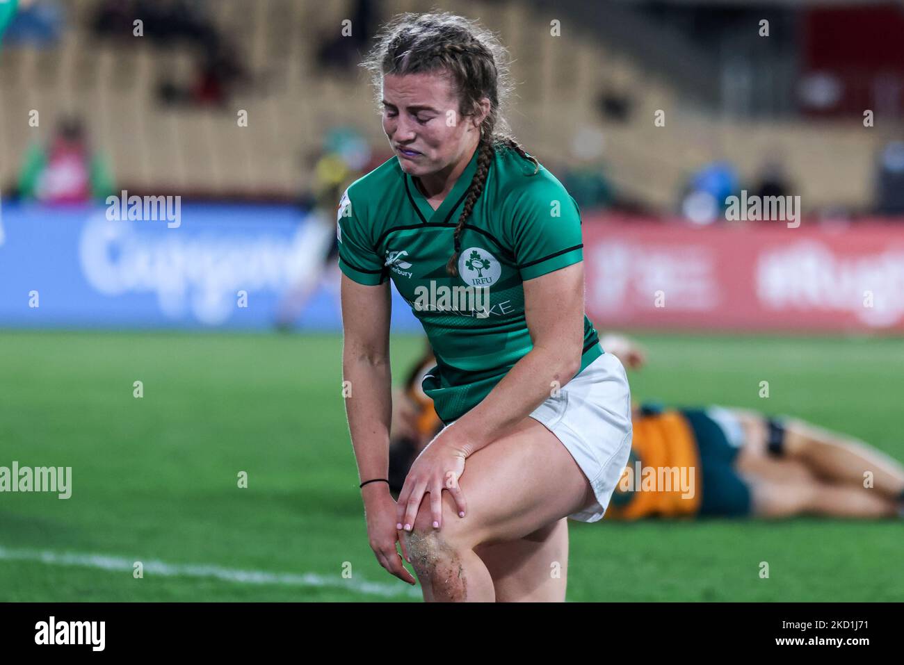 Emily Lane of Ireland regret the defeat during the Women's HSBC World ...