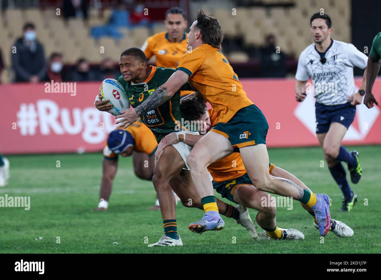Shaun Williams of South Africa runs with the ball during the Men's HSBC ...