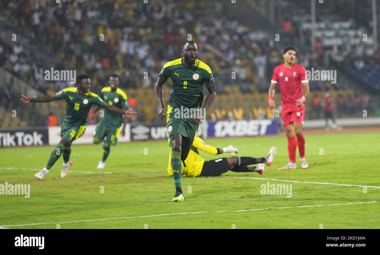 Cheikhou Kouyaté of Senegal celebrates scoring their second goal during ...