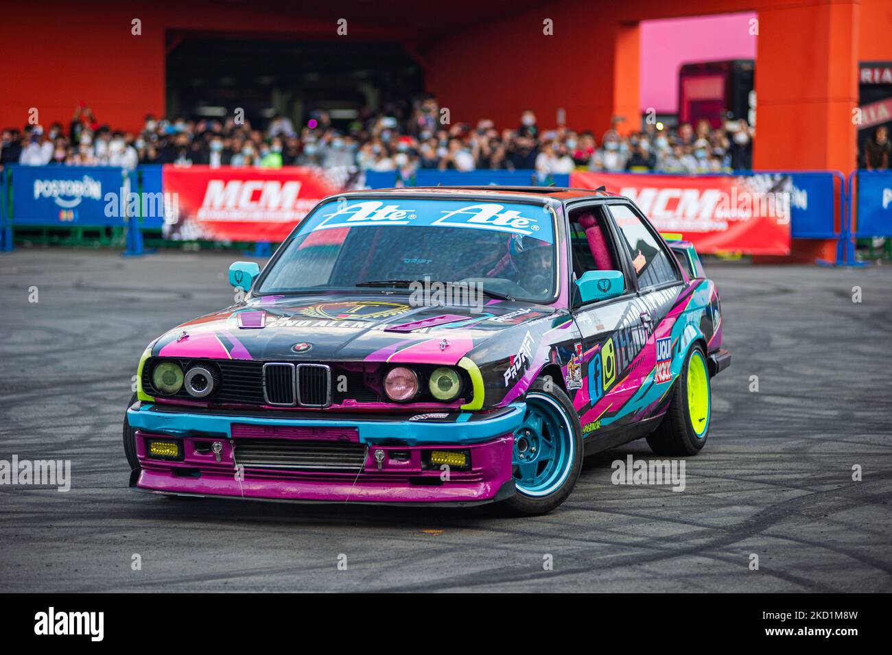 Professional drifting pilot Paola Riaño performs on her BMW Series 3 ...