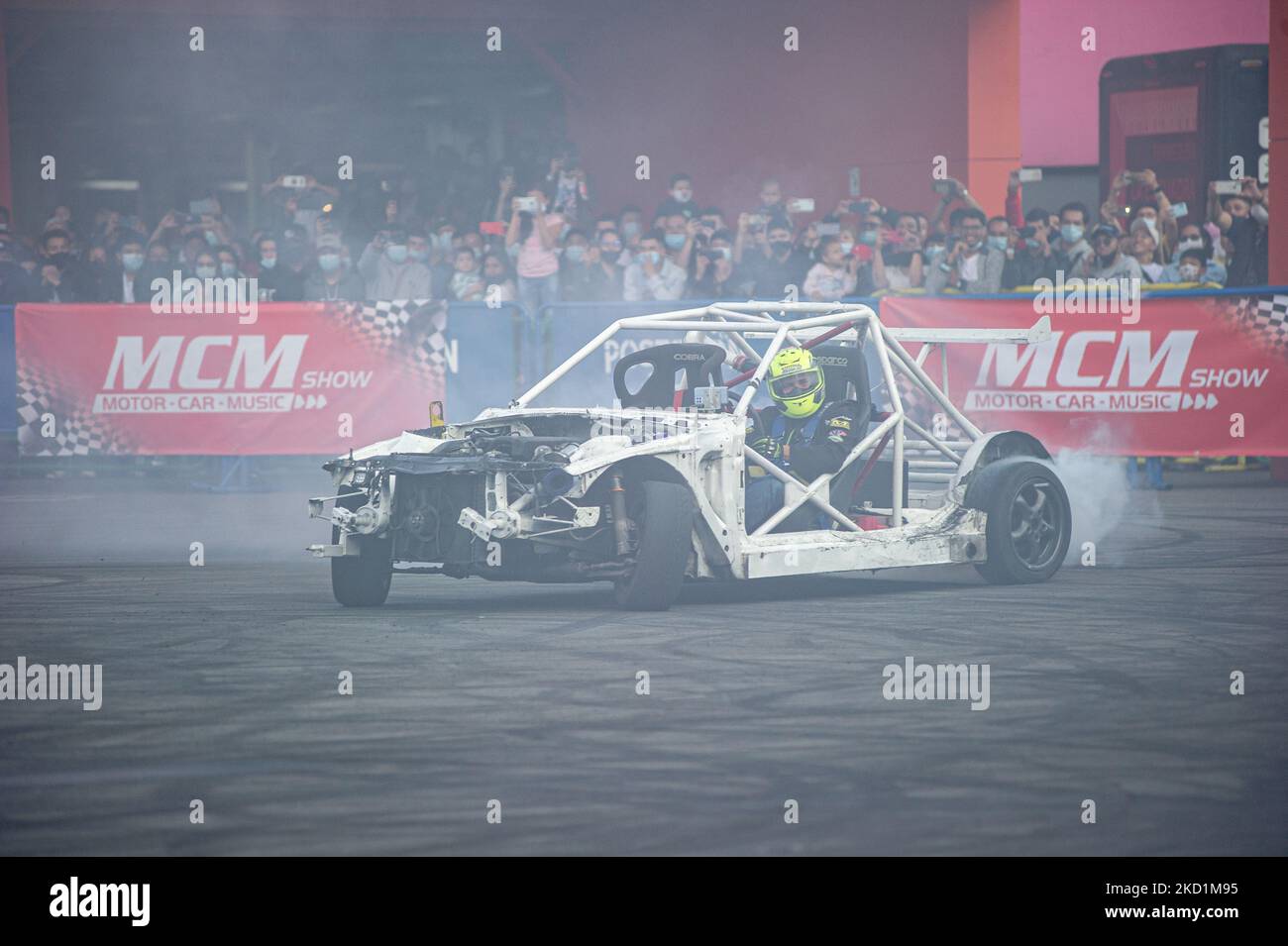 Professional drifting pilot Juan Lanus perfoms on his modified BMW ...