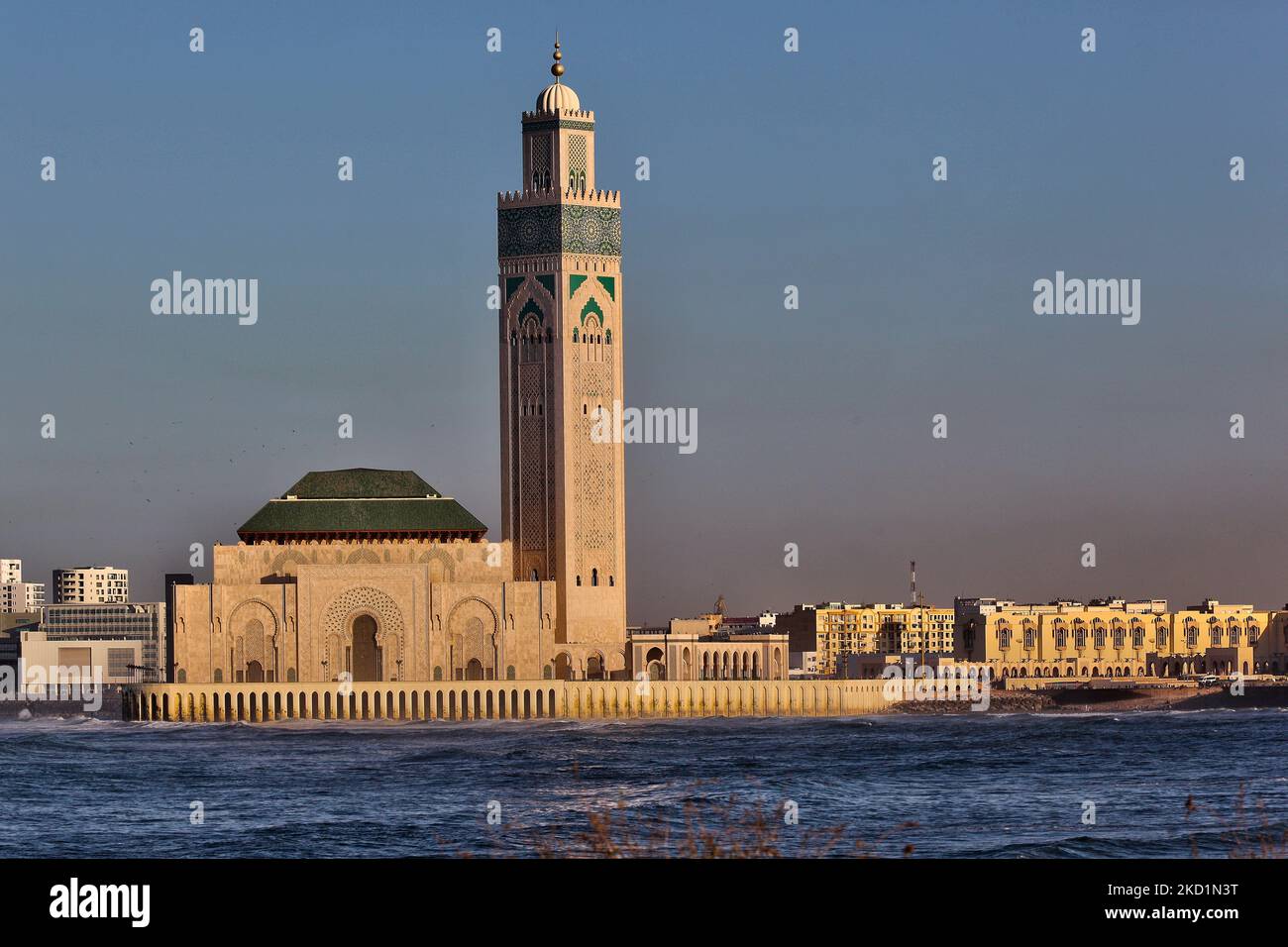 The Atlantic Ocean by the Hassan II Mosque in the city of Casablanca ...
