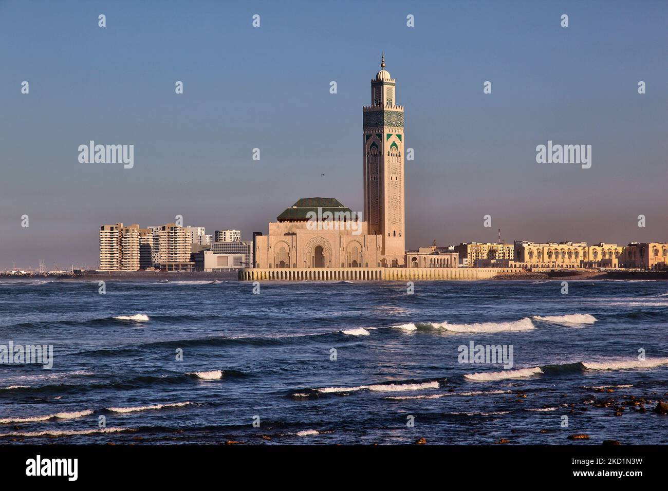 The Atlantic Ocean by the Hassan II Mosque in the city of Casablanca ...