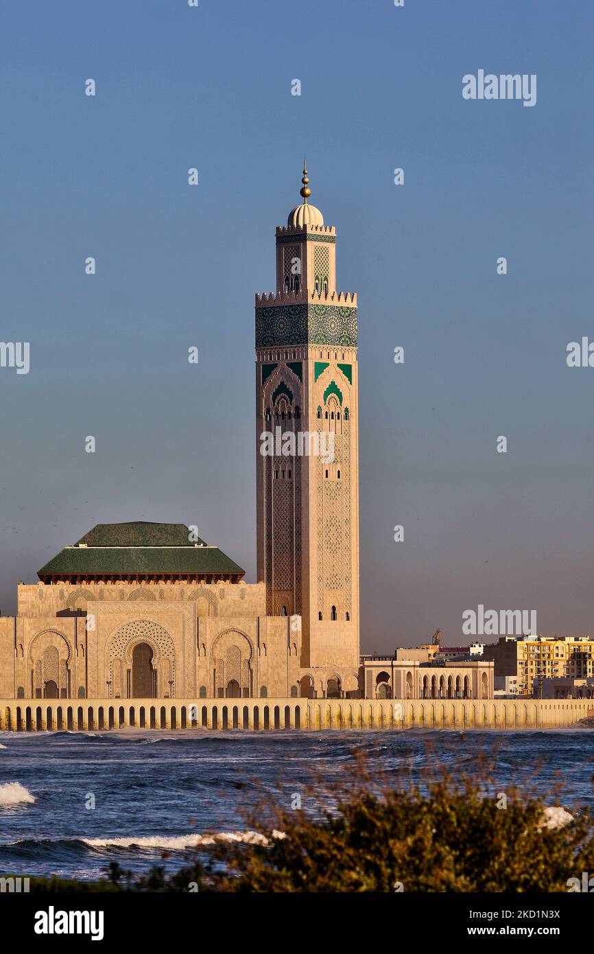 The Atlantic Ocean by the Hassan II Mosque in the city of Casablanca ...