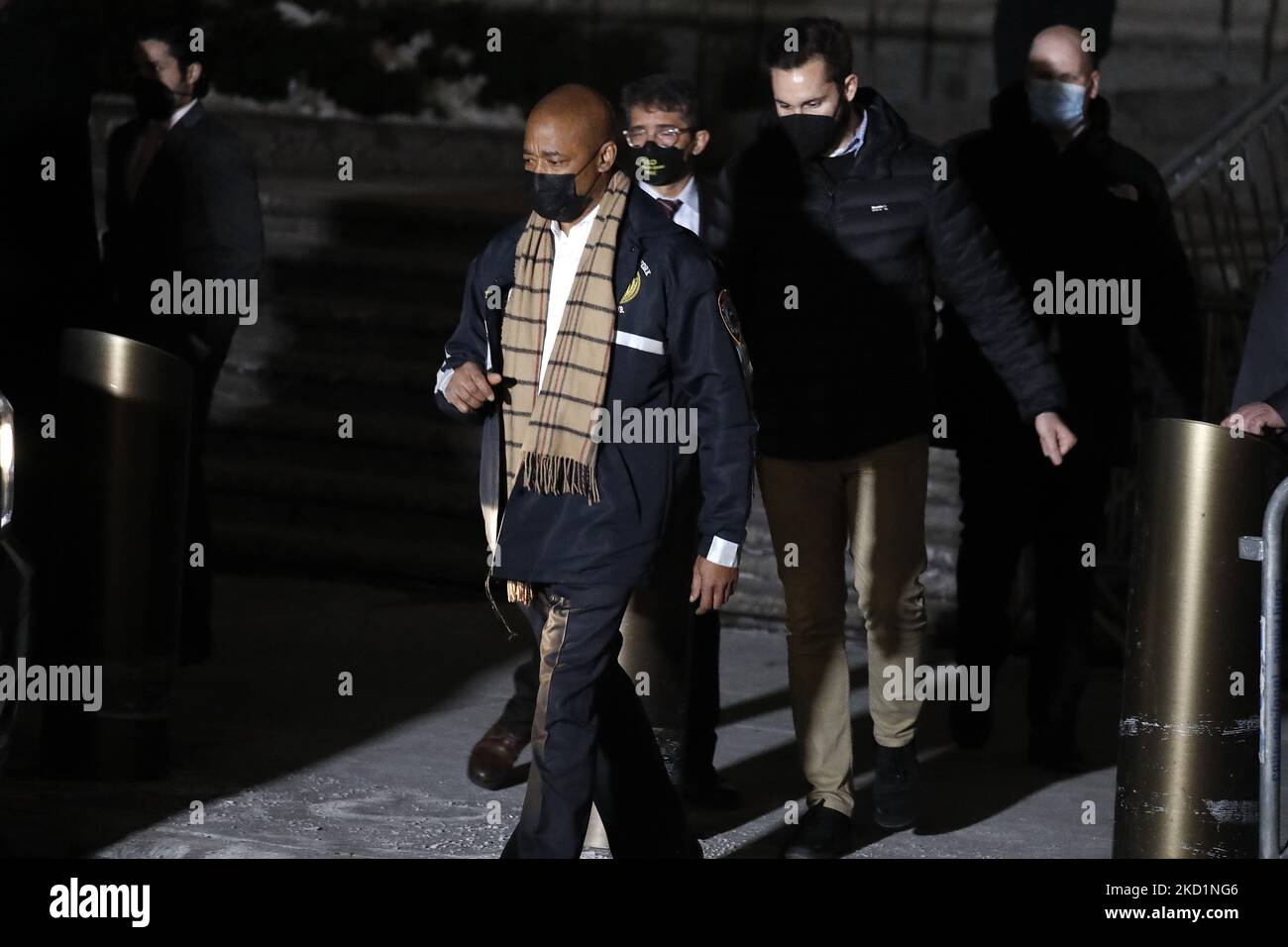 New York City Mayor Eric Adams leaves the church as people file into St ...