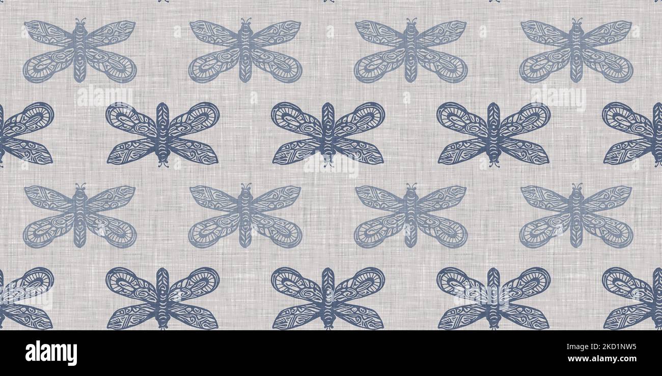 Farmhouse blue butterfly seamless border. Rustic French wildlife for ...