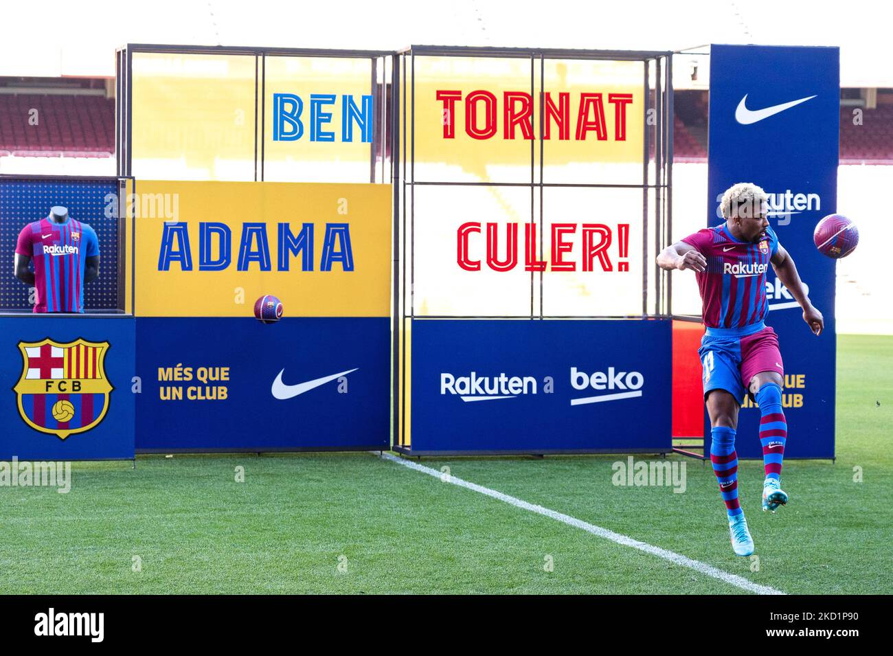 Adama Traore during his presentation as a new player of FC Barcelona ...