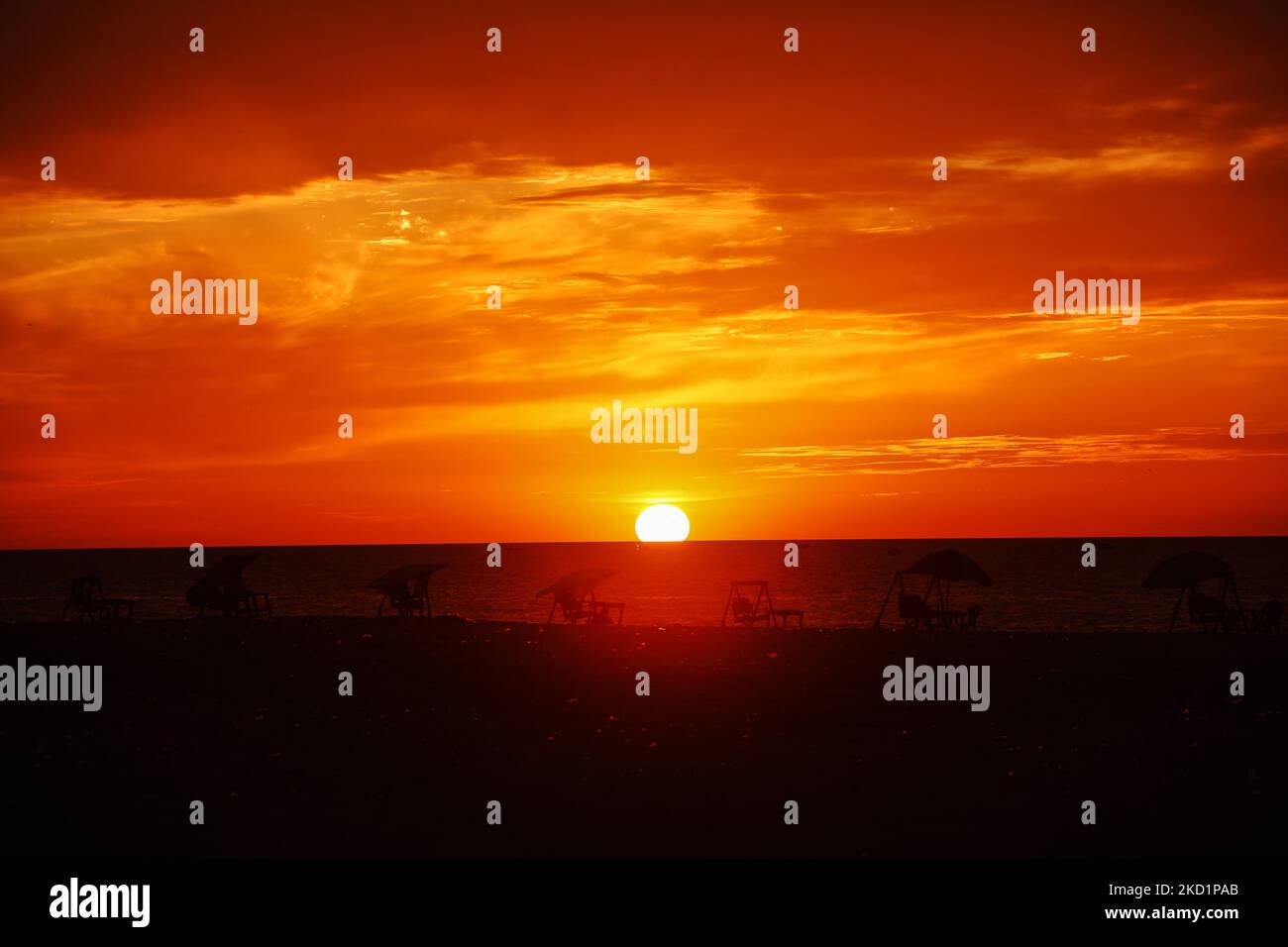 General view of Gaza Beach During Sunset, on February 02, 2022. (Photo ...