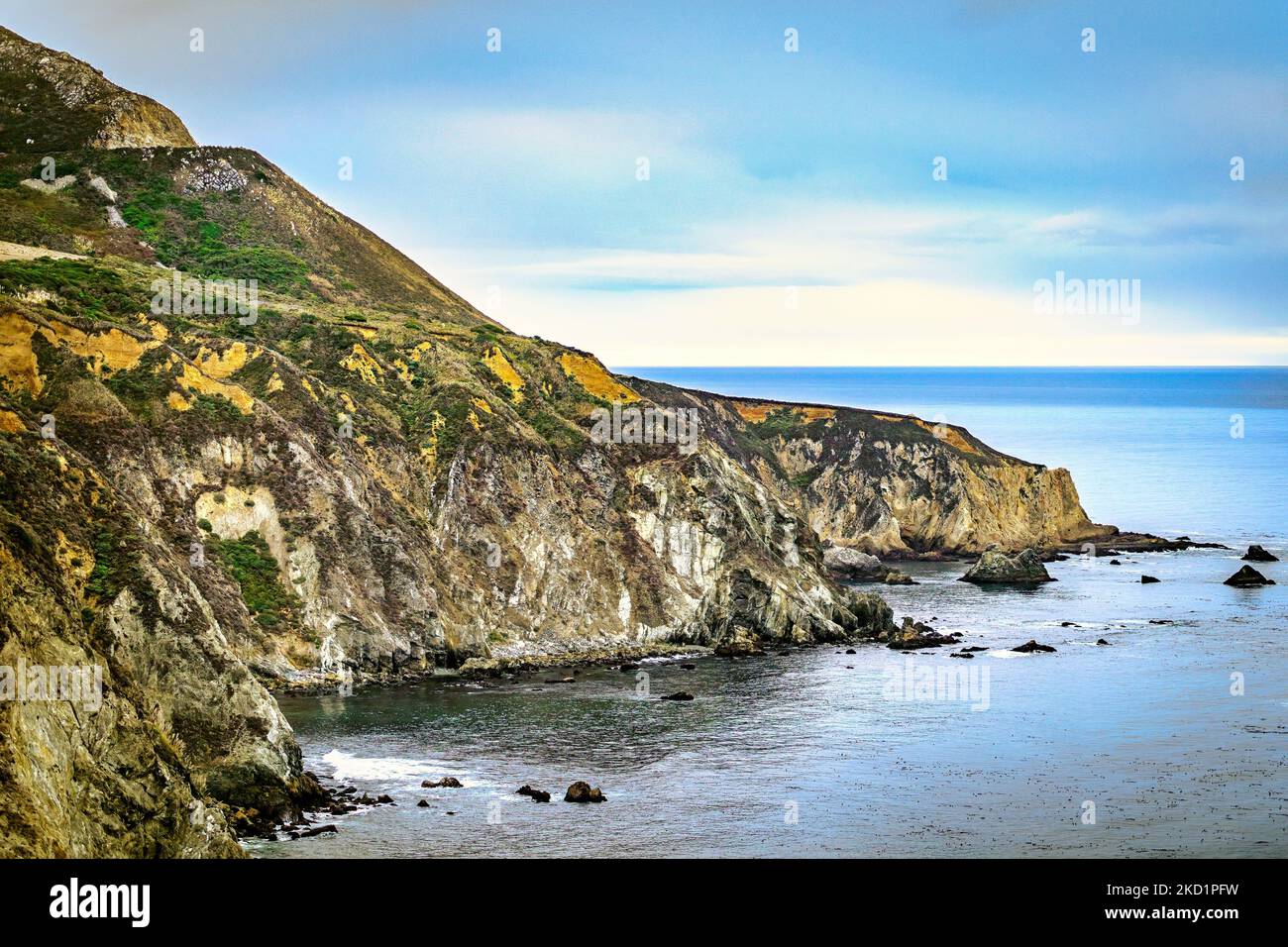 The beautiful Big Sur coastline in California with a stretch of rugged ...