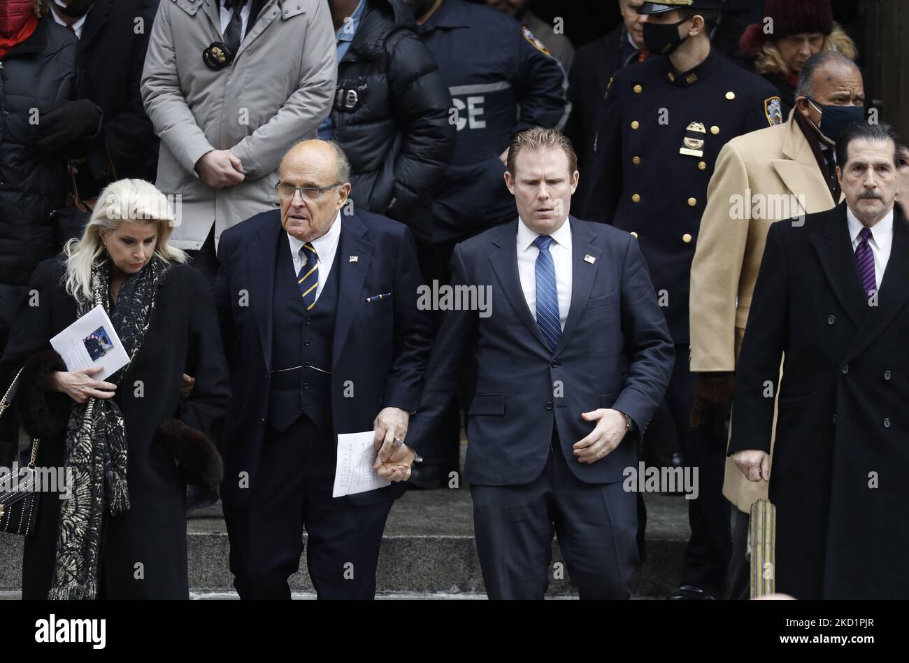 Former NYC Mayor Rudi Giuliani exits the Cathedral with his son Andrew ...