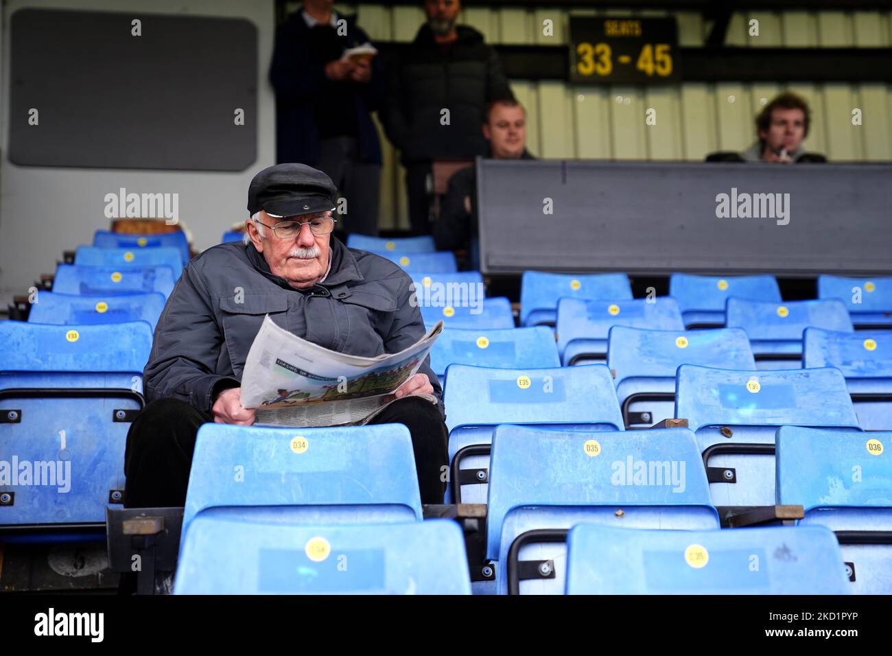 A Sutton United fan sits in the stands ahead of the Emirates FA Cup ...