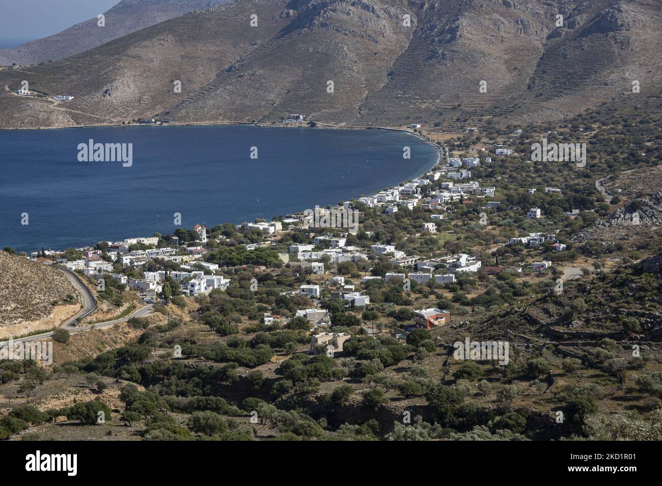 Panoramic view from the mountain of Livadia, the port and main village ...