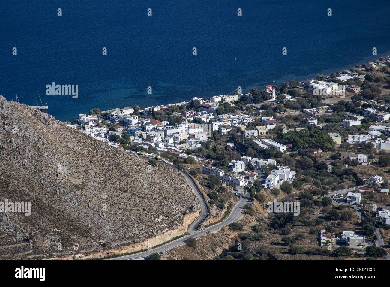 Panoramic view from the mountain of Livadia, the port and main village ...
