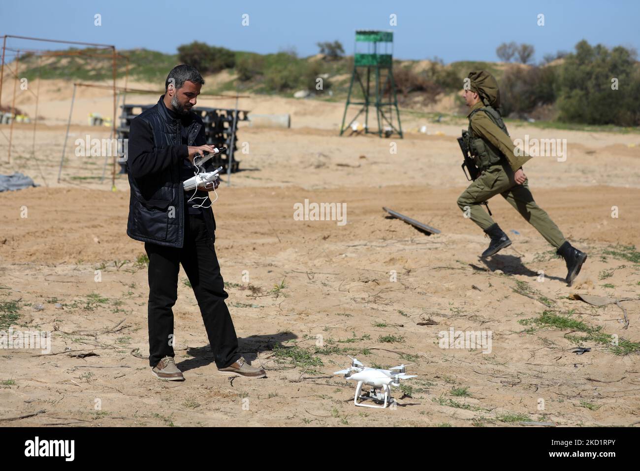 Palestinian actors and crew shoot a scene of the series by local Al ...