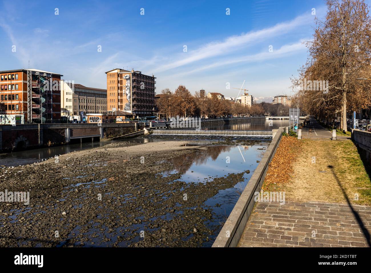 The extreme dryness of the Dora Riparia, a tributary of the Po river ...