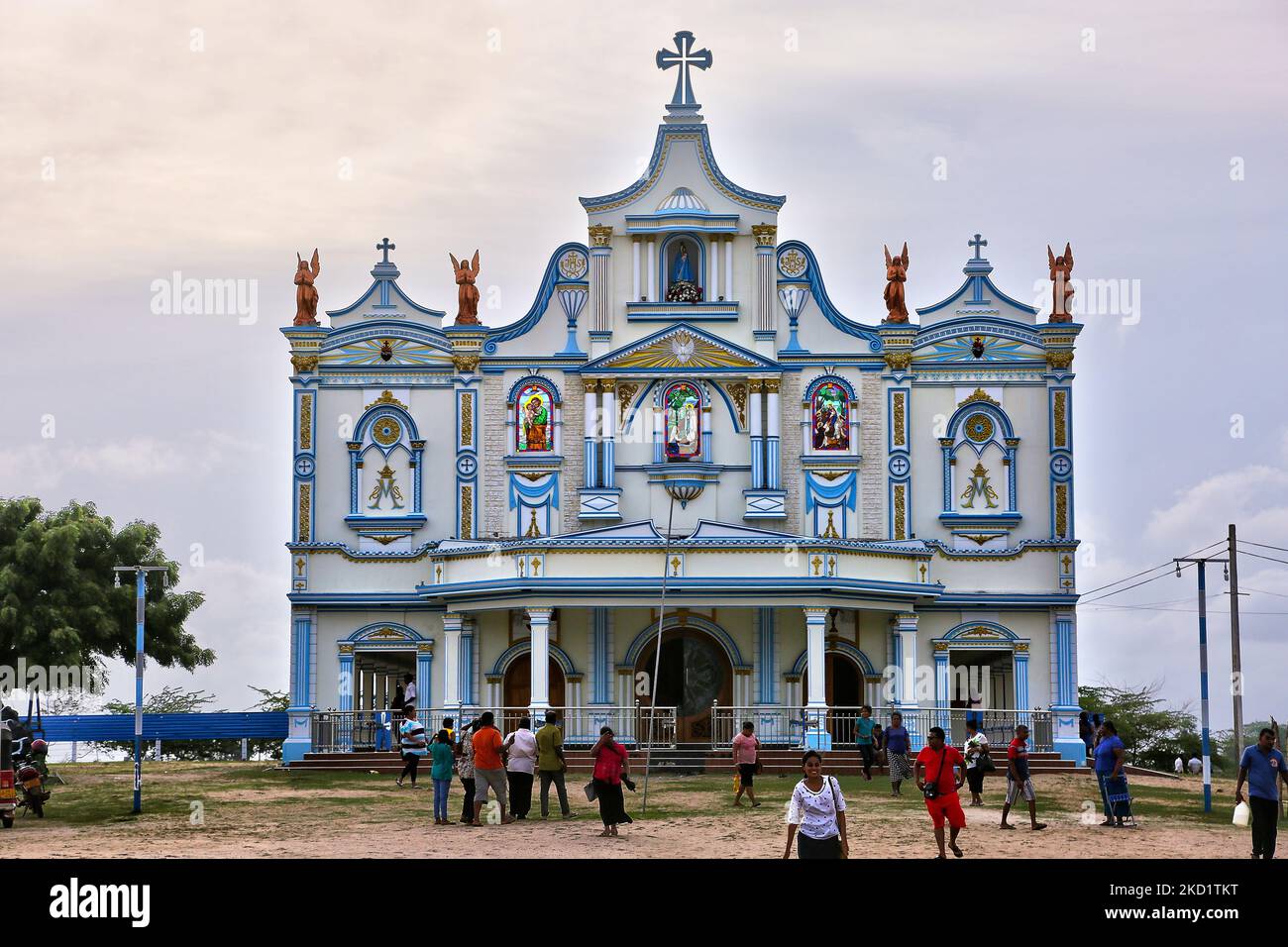 Sri Lankan Catholics outside the Arumaa Catholic Church in Mannar, Sri ...