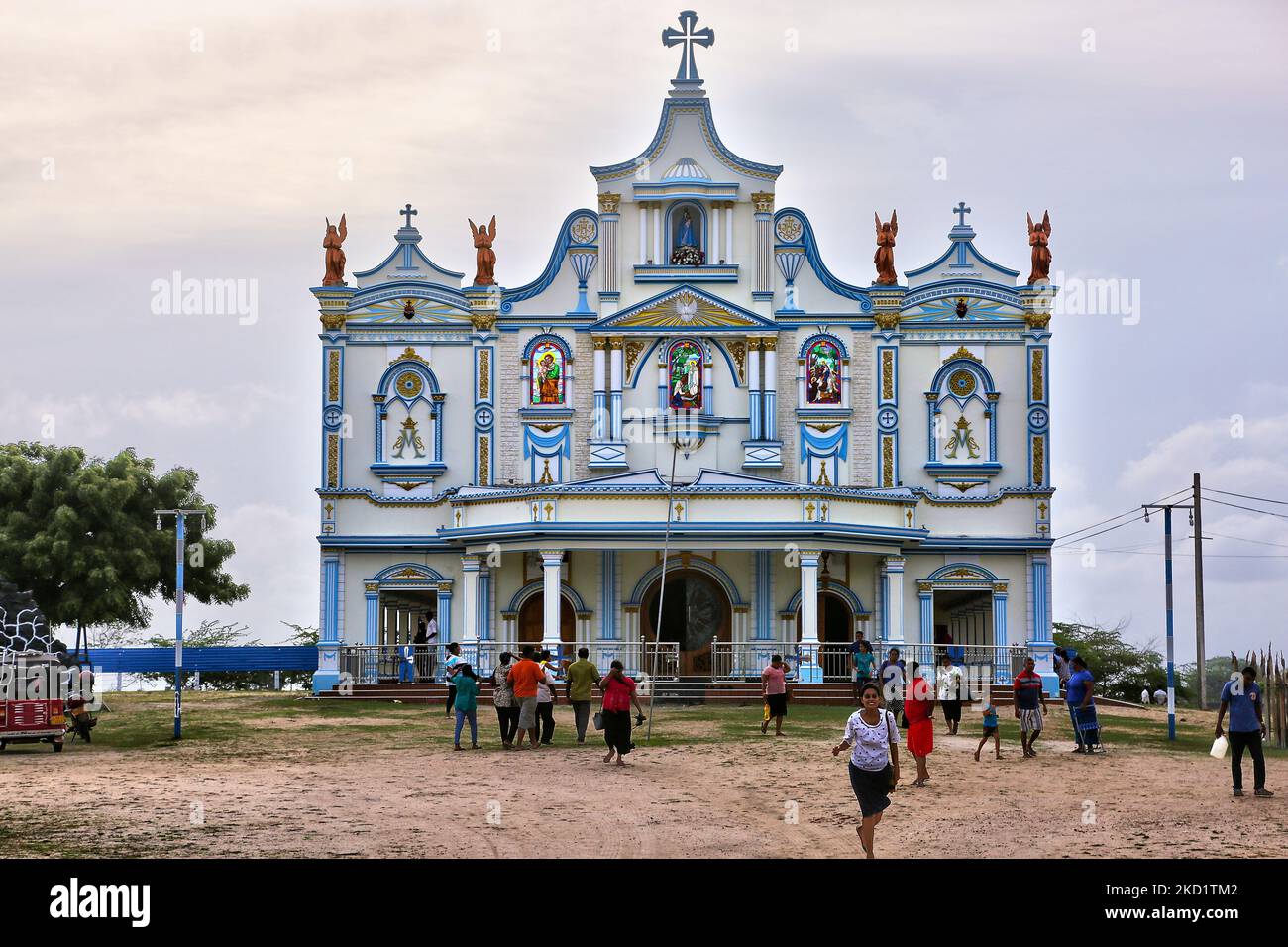 Sri Lankan Catholics outside the Arumaa Catholic Church in Mannar, Sri ...