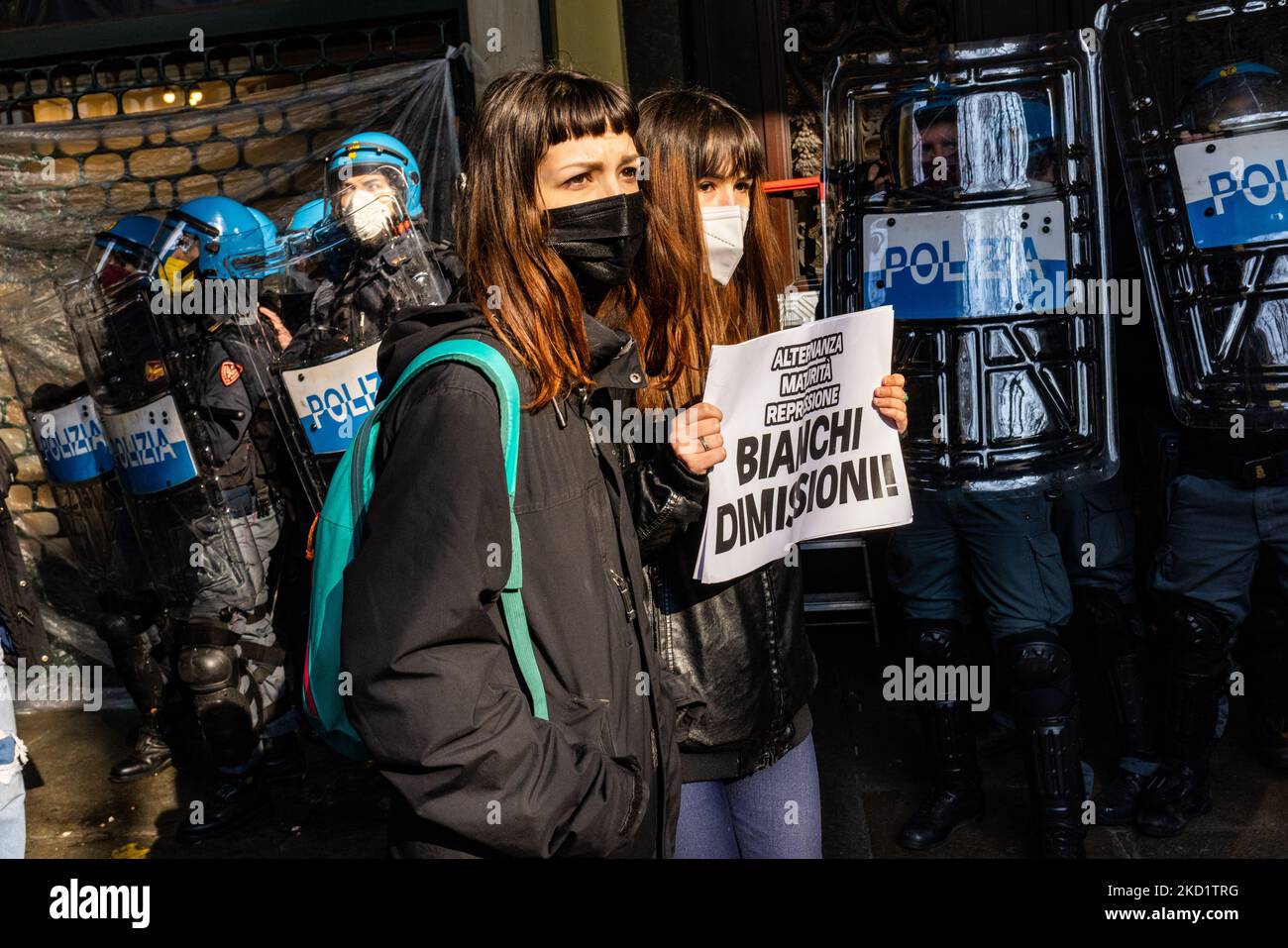 A thousand Turin students paraded through the center of Turin during a ...