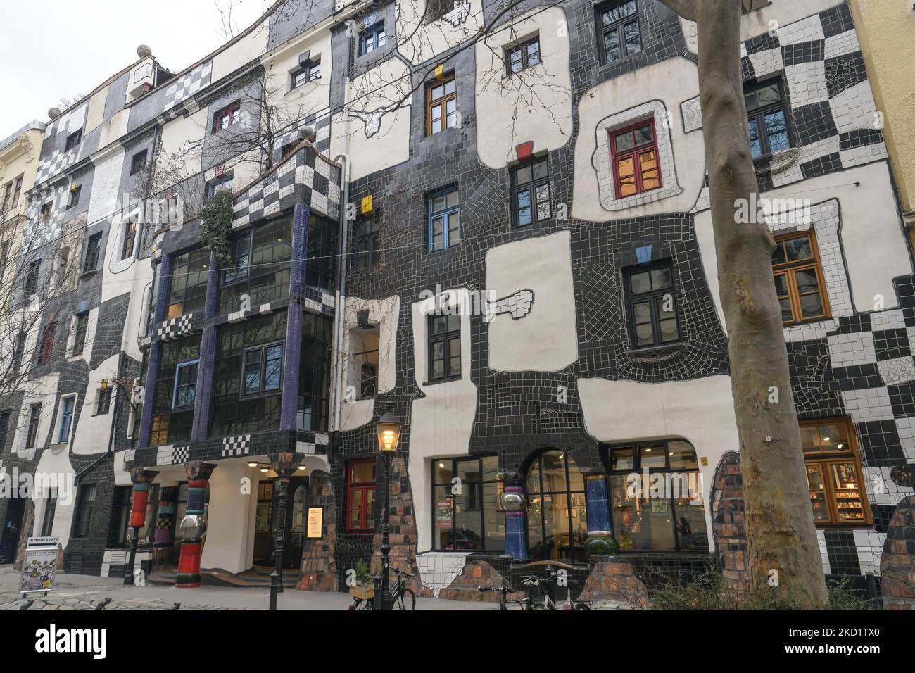 Street facade of The KunstHausWien or Museum Hundertwasse built with ...