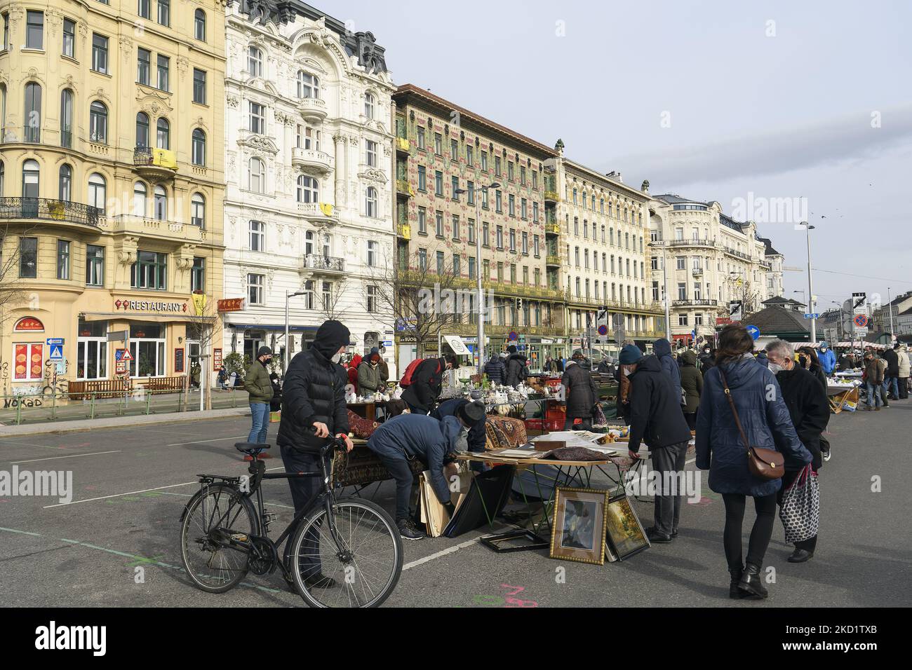 Flea market at the Naschmarkt, most popular market in Vienna, Austria ...