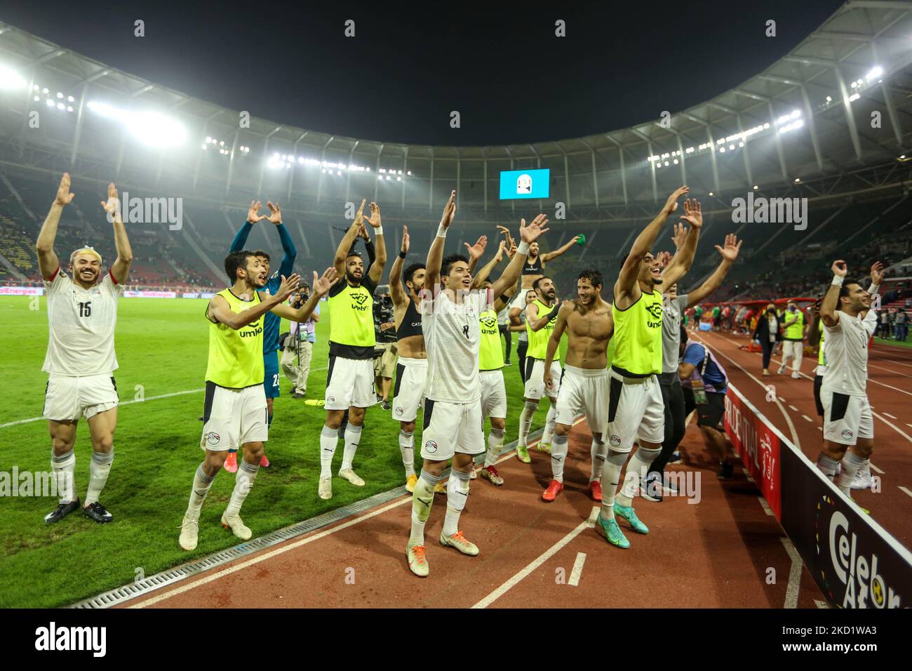 Egypt players celebrate after the final whistle of the Africa Cup of ...