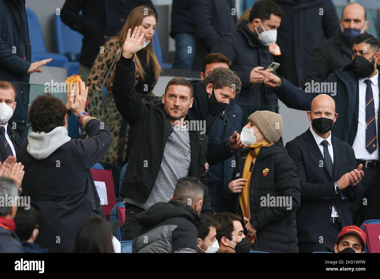 Former AS Roma player Francesco Totti on the stands during the Serie A ...