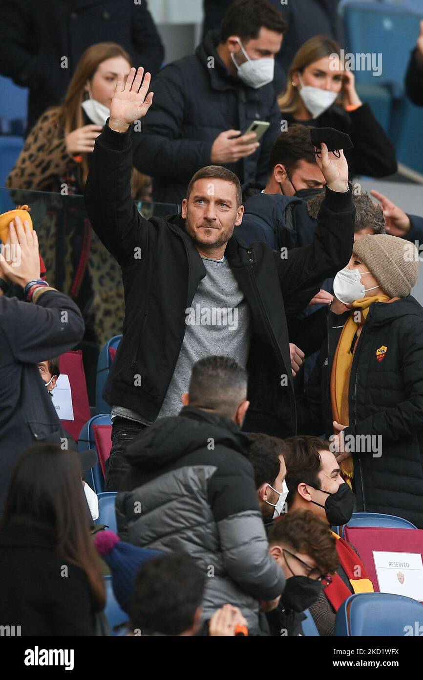 Former AS Roma player Francesco Totti on the stands during the Serie A ...