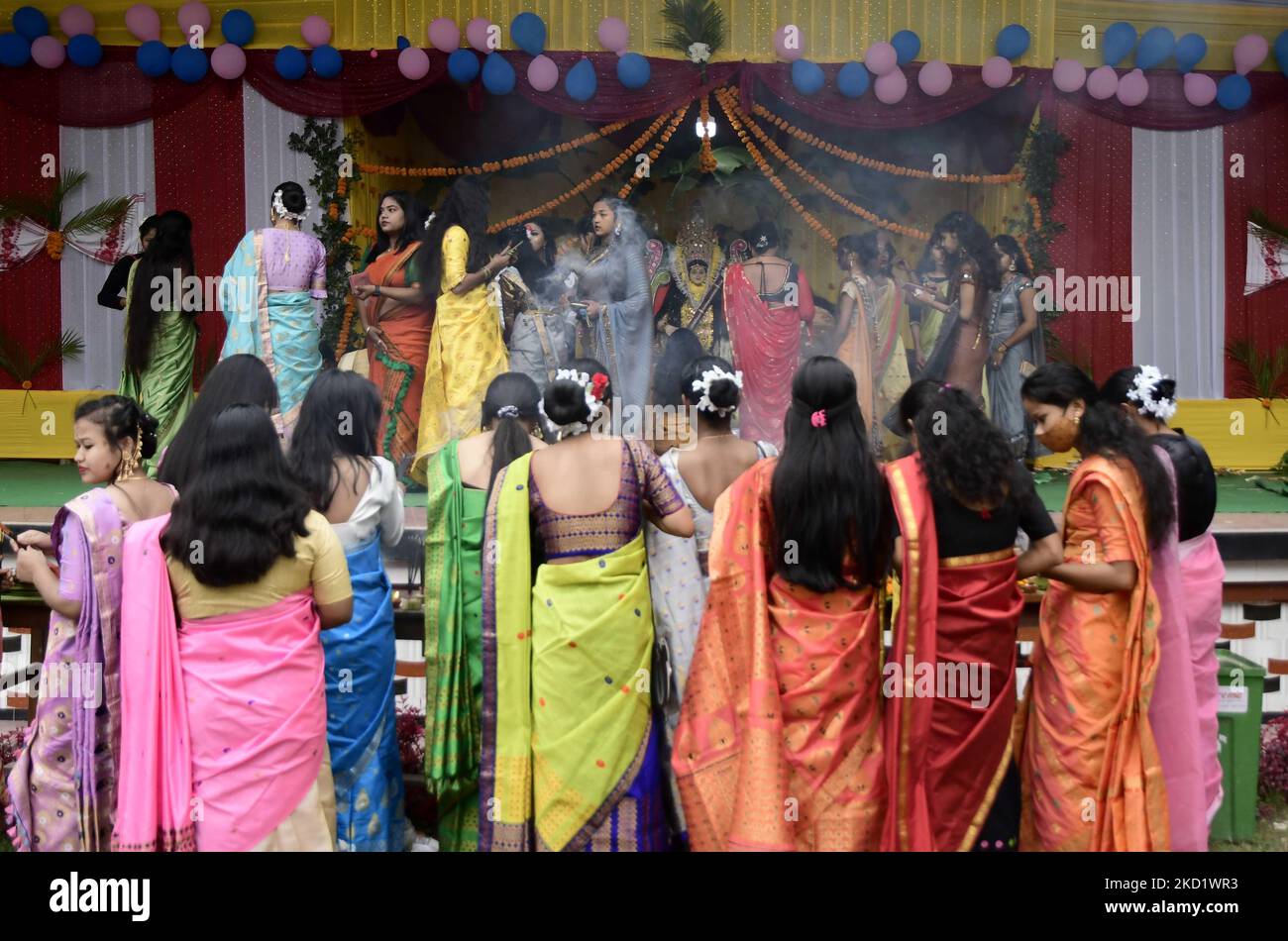 Students worship goddess Saraswati on the occasion of Saraswati Puja ...
