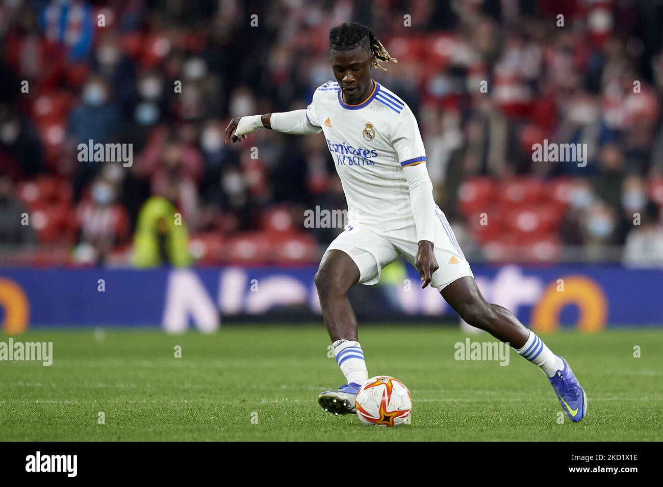 Eduardo Camavinga of Real Madrid shooting to goal during the Copa del ...
