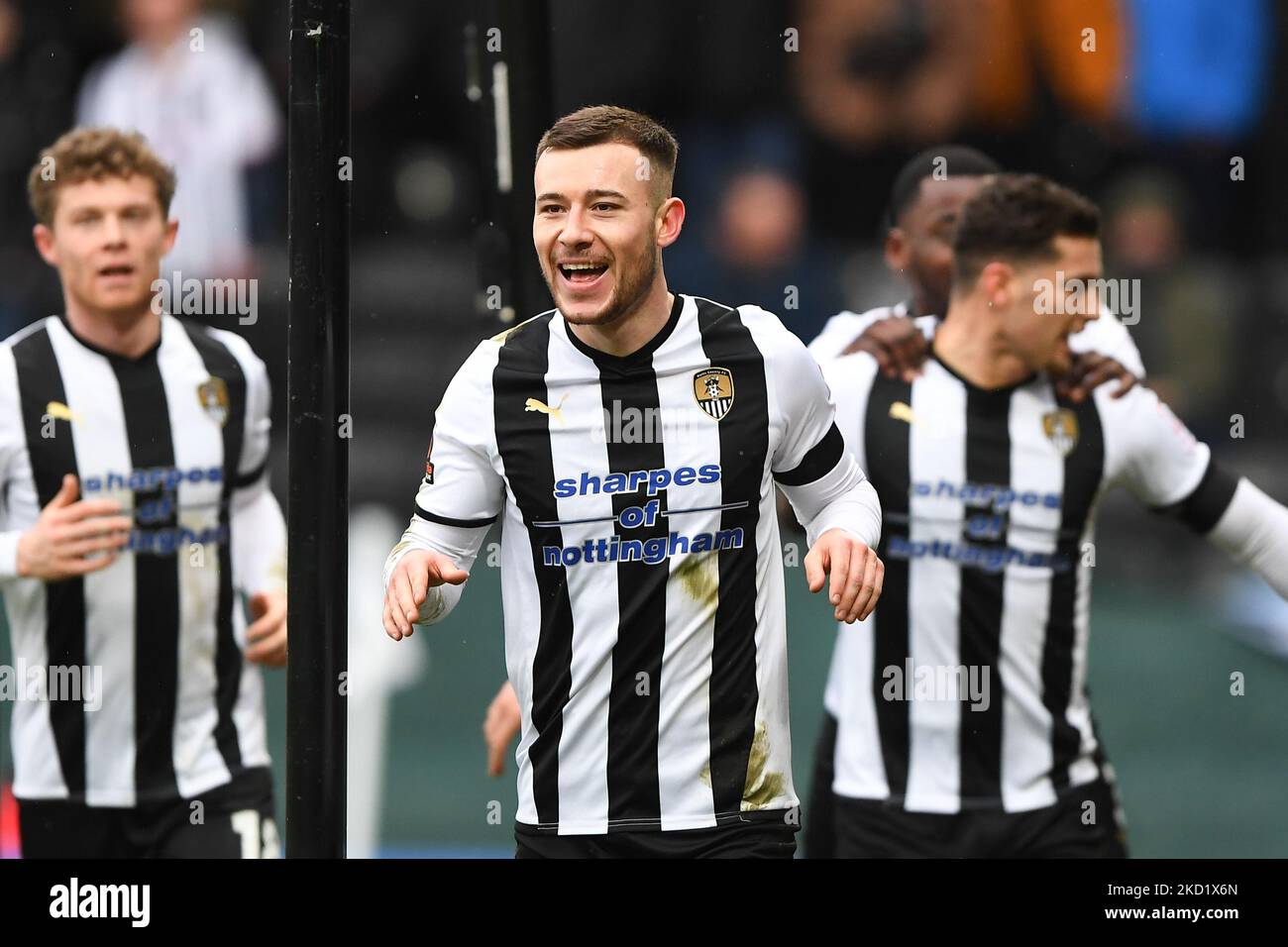 Callum Roberts of Notts County celebrates after scoring a goal to make ...