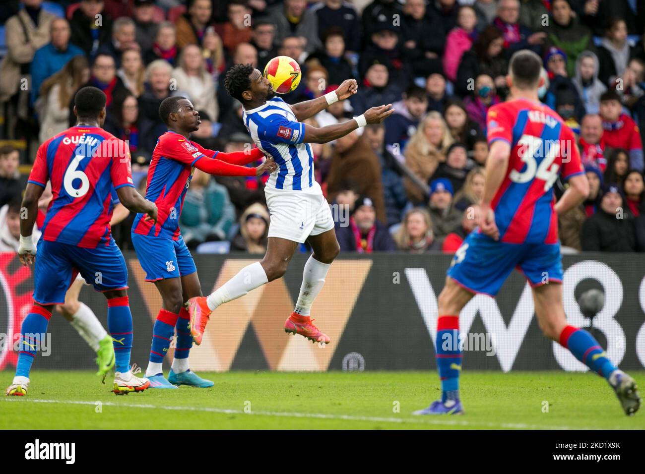 Omar Bogle of Hartlepool United controls the ball during the FA Cup 4th ...