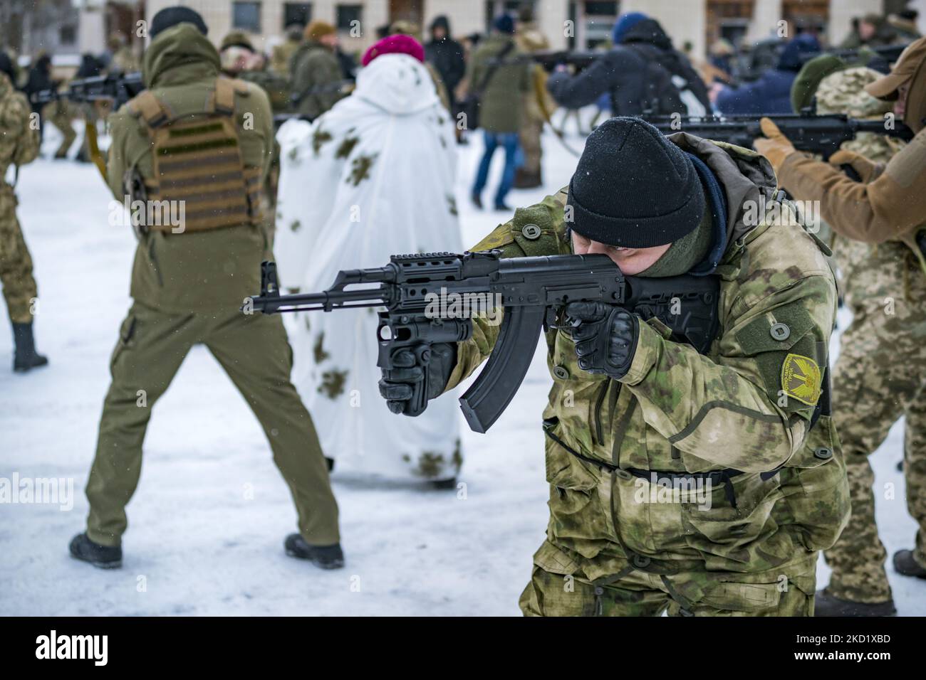 Civilian volunteer of the 112th Territorial Defense Brigade of Kiev ...