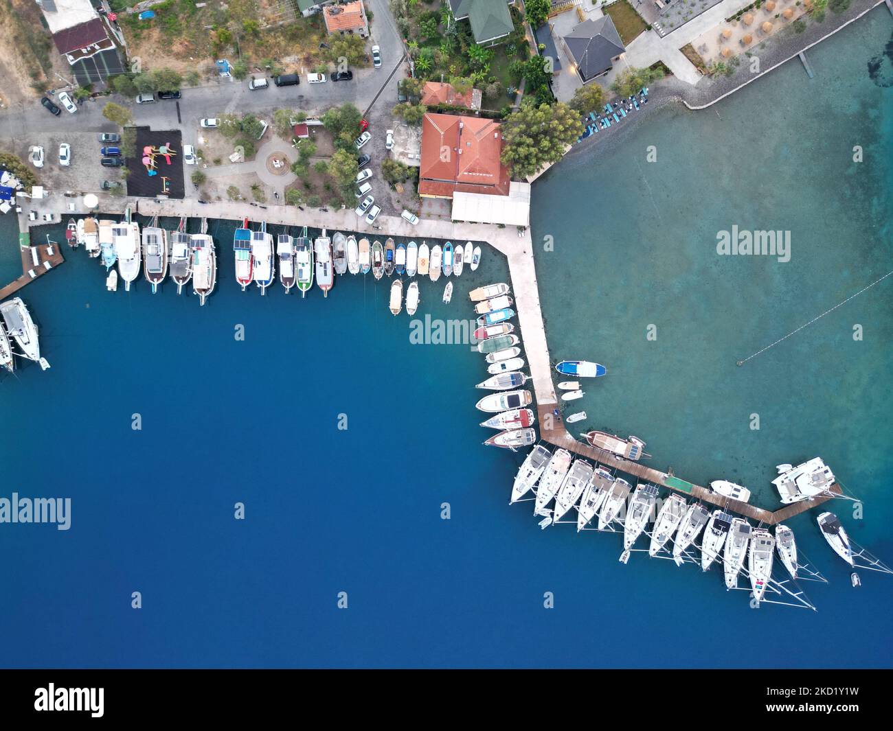 An aerial view of boats in a port Stock Photo - Alamy