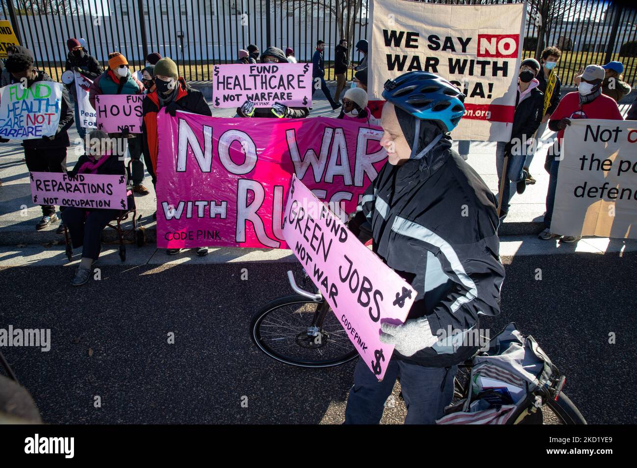 Demonstrators with Code Pink, Answer Coalition and other groups gather ...
