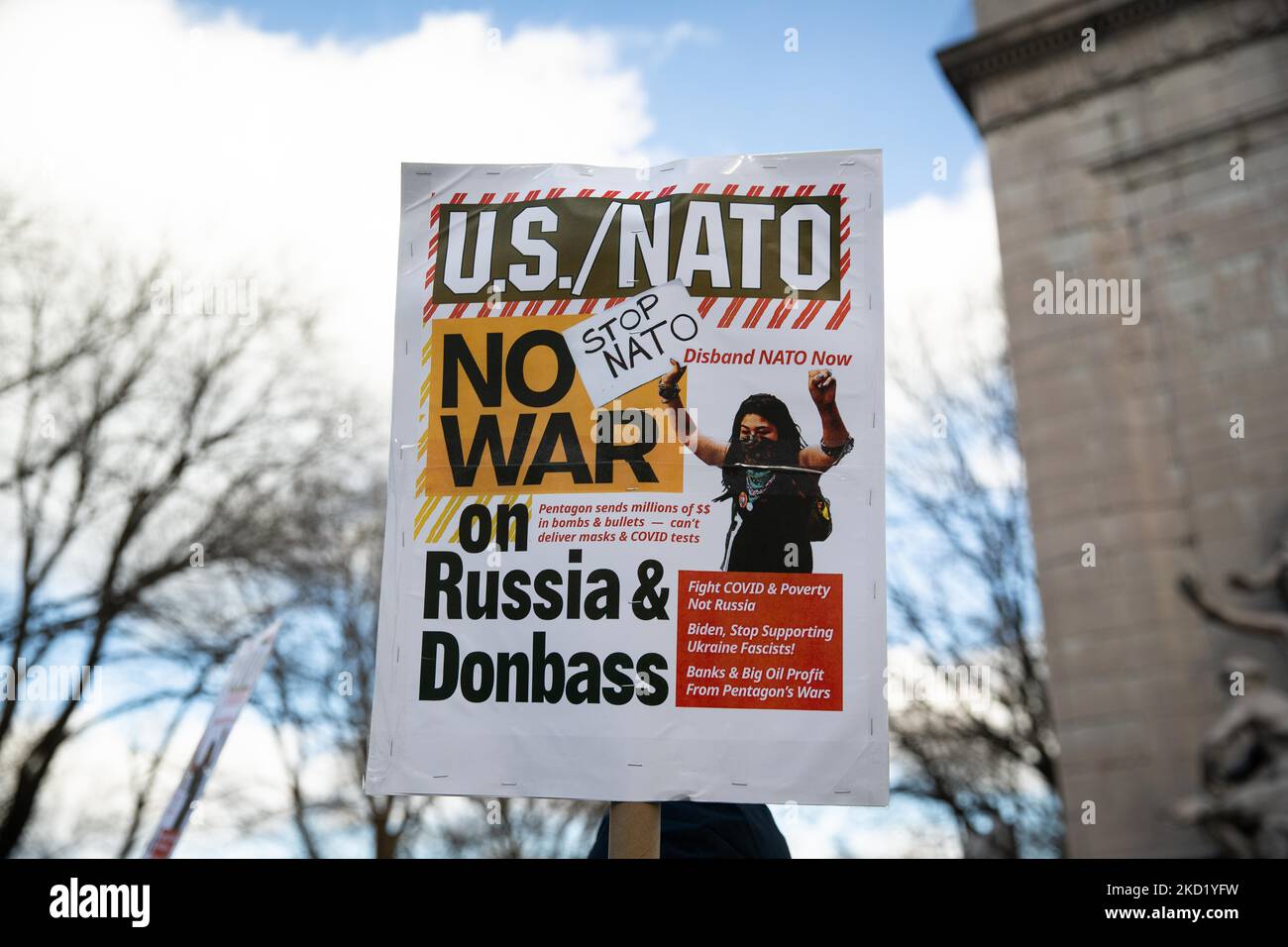 Anti-war activists gather at Columbus Circle, New York City to denounce ...