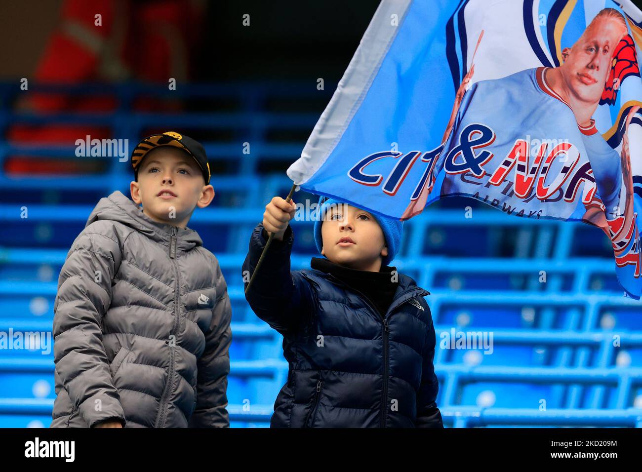 Young City fans at the Etihad ahead of the Premier League match ...
