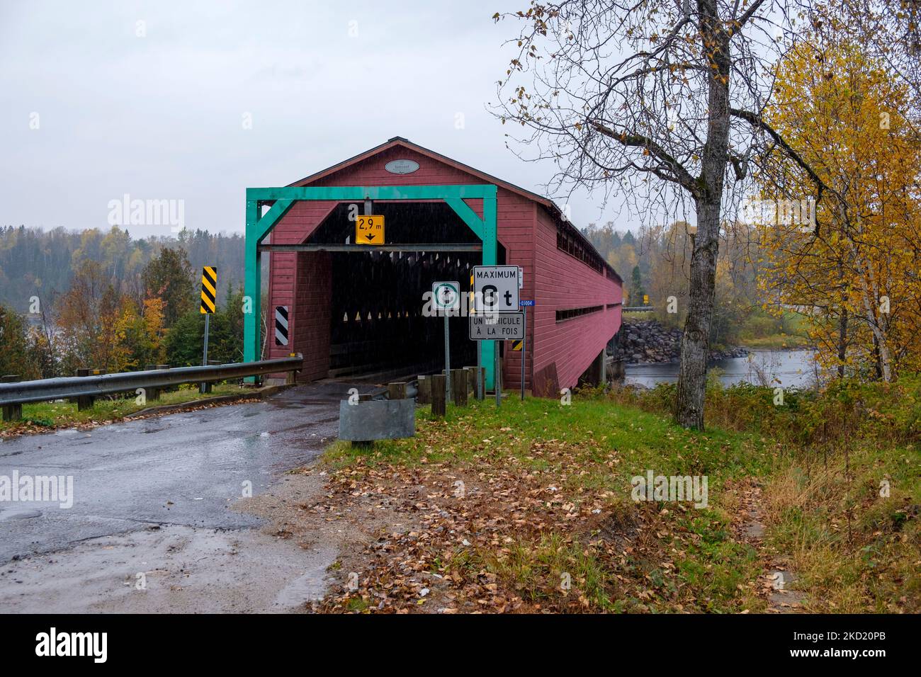 Traditional style of covered bridge near Grand-Remous Quebec, Canada ...
