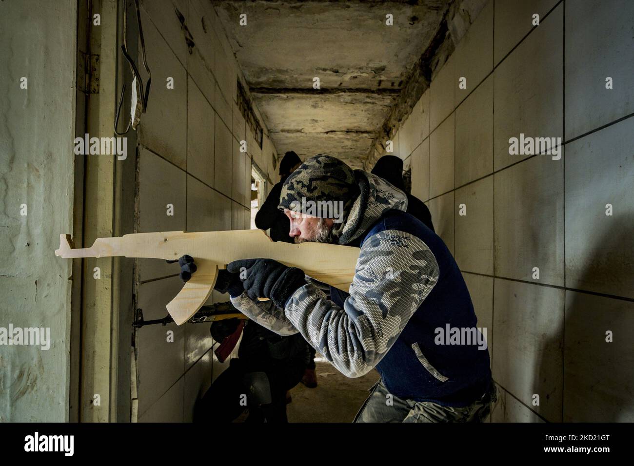 A civilian volunteer for the Territorial Defense Brigade of Kiev ...