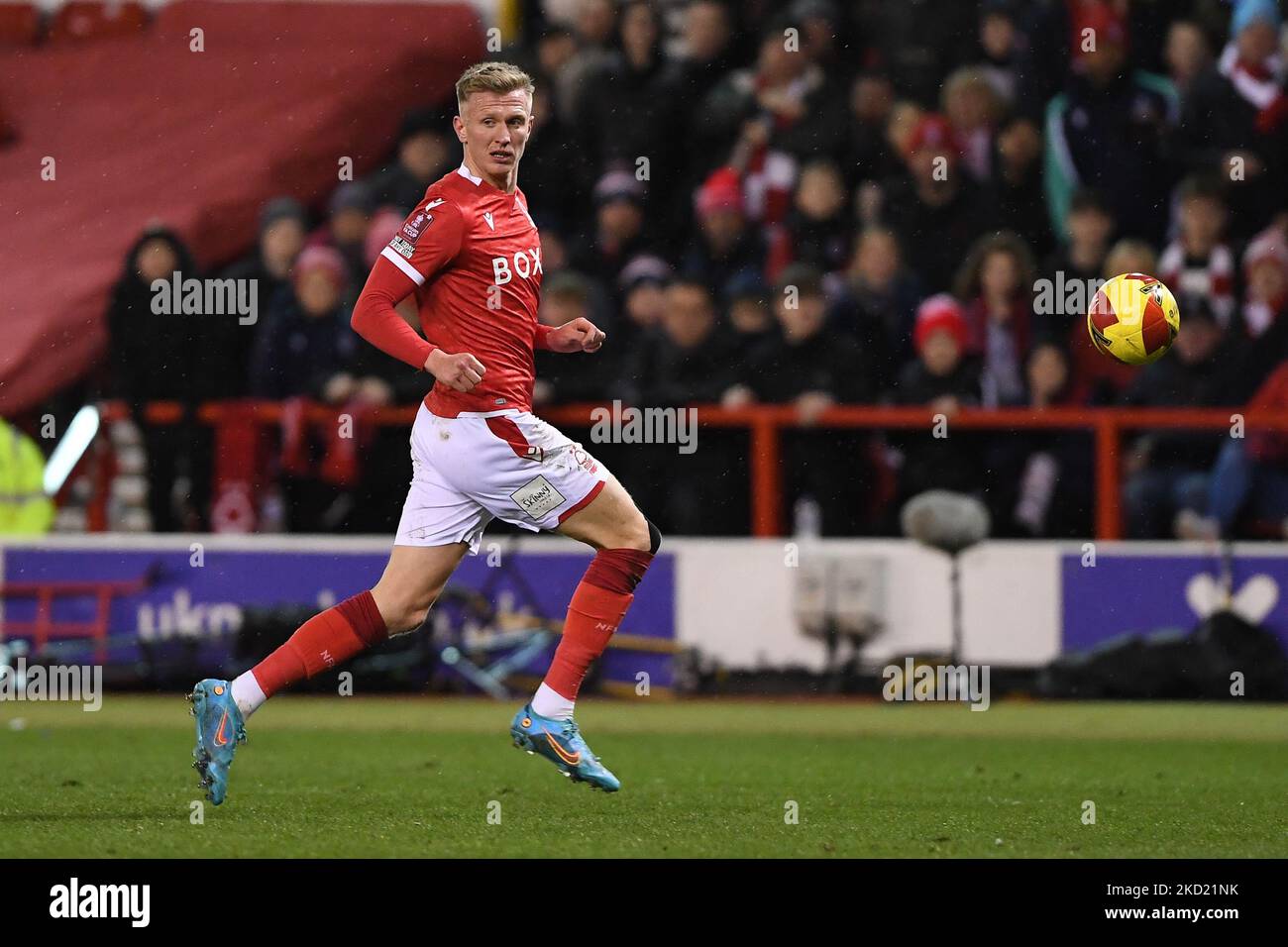 Sam Surrage of Nottingham Forest in action during the FA Cup match ...