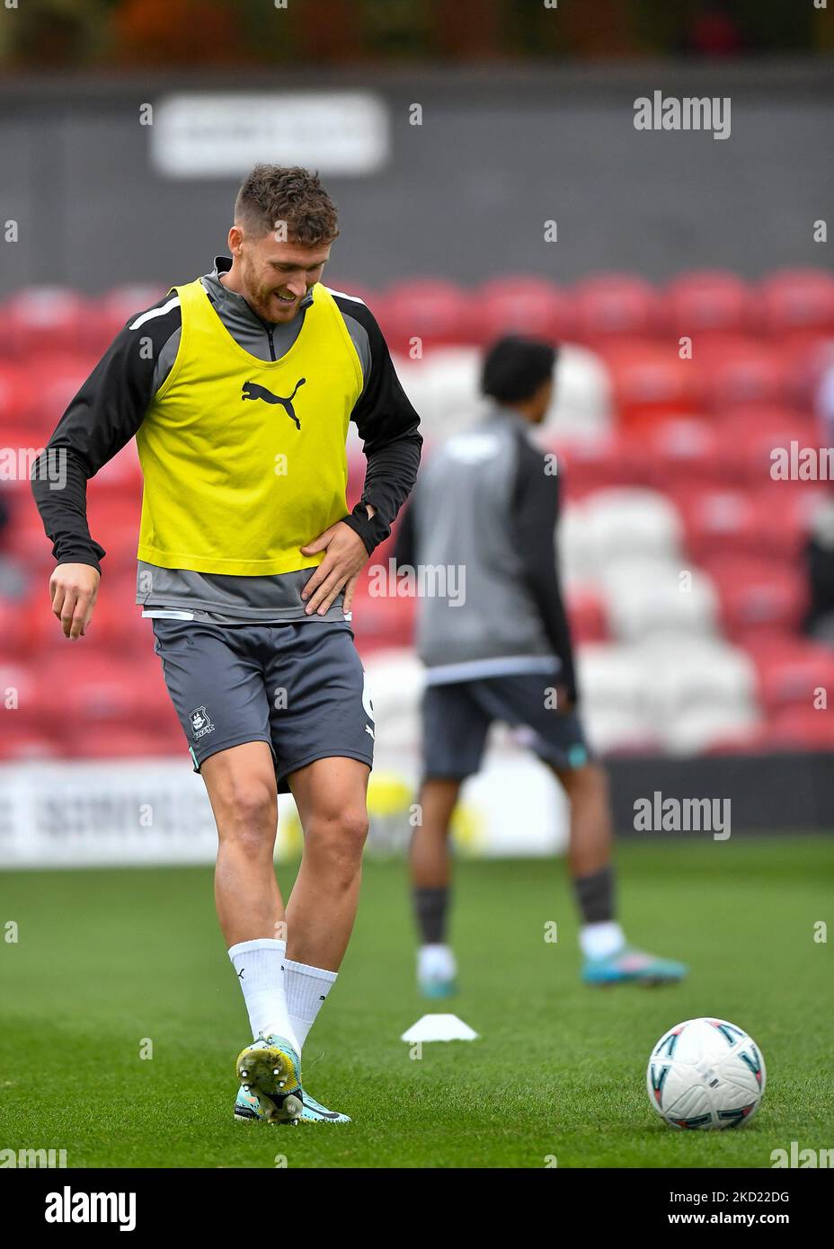 Plymouth Argyle defender Dan Scarr (6) warming up during the Emirates ...