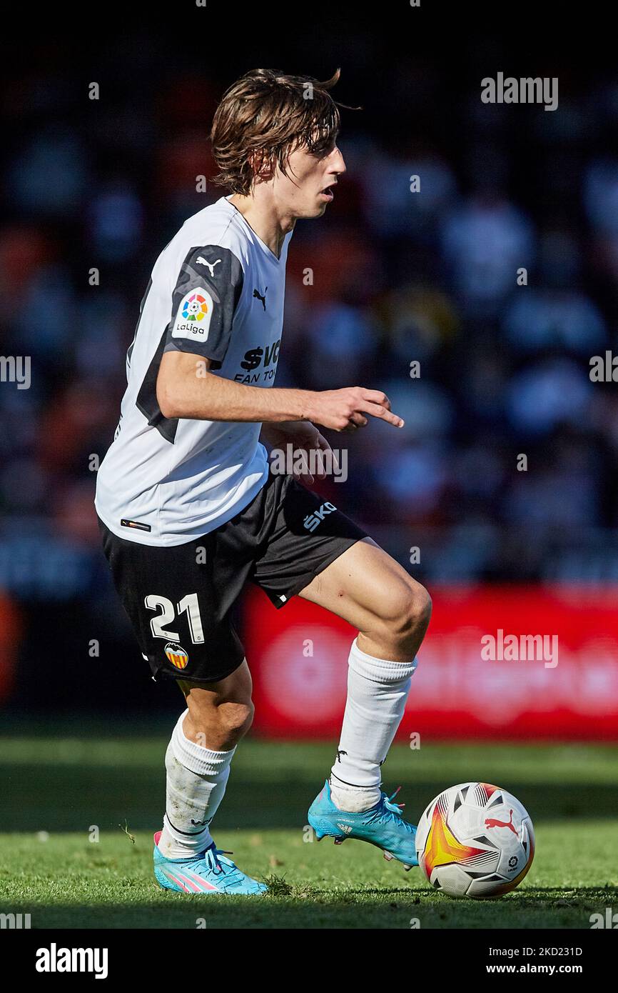 Bryan of Valencia CF in action during the La Liga Santander match ...