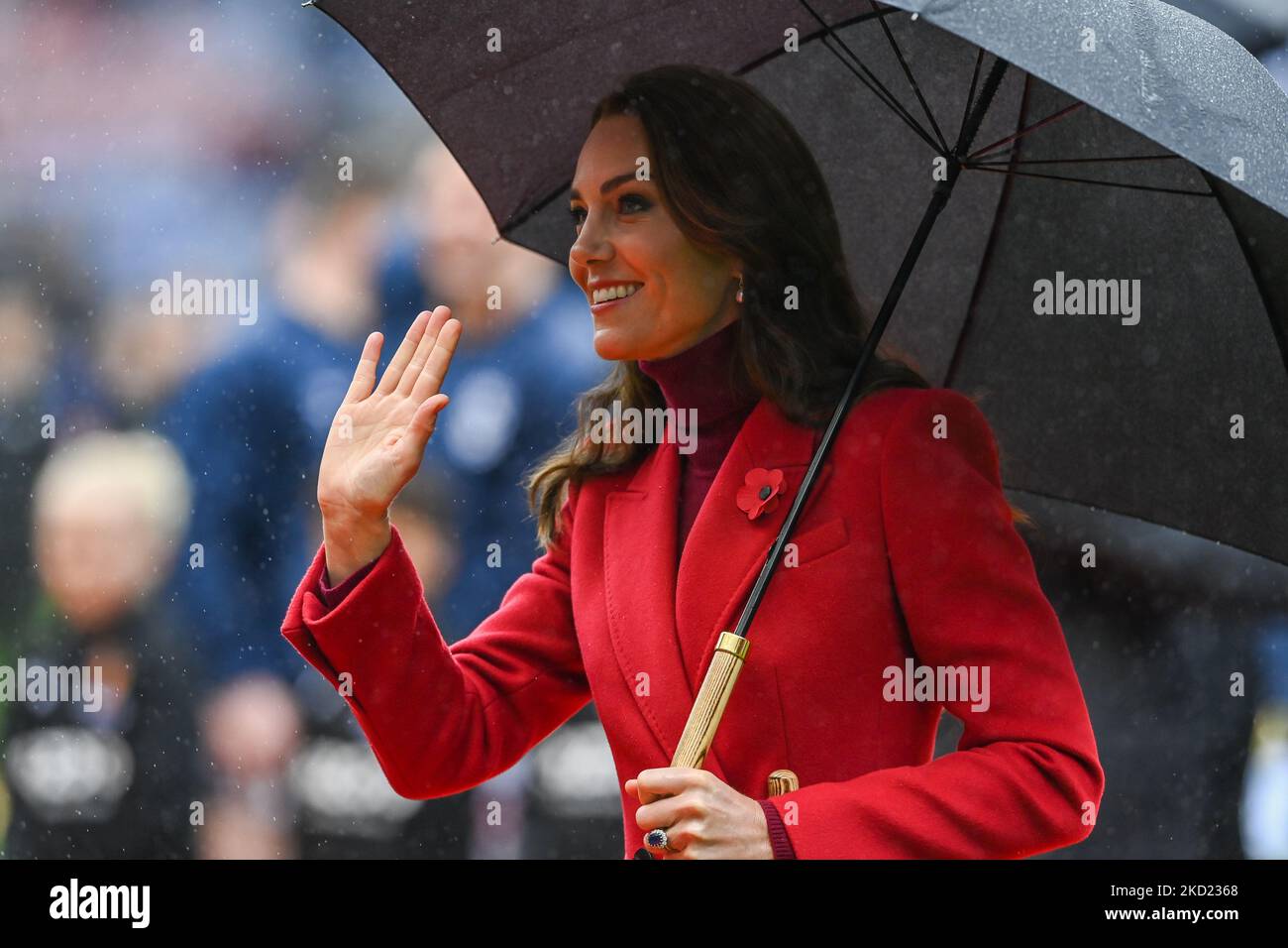 The Princess of Wales (Kate Middleton) waves to the crowds ahead of the ...